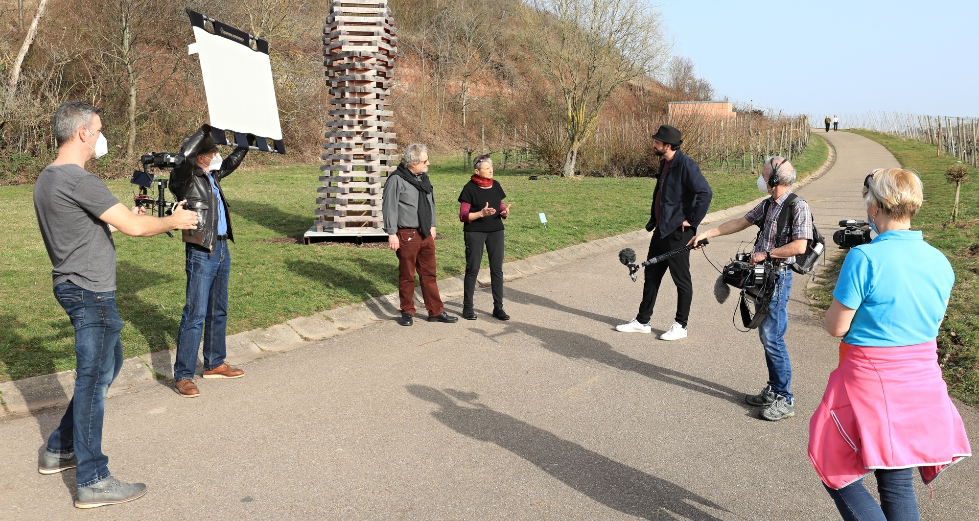 Kamerateam dreht am Korber Kopf für SWR-Sendung "Kunscht ...
