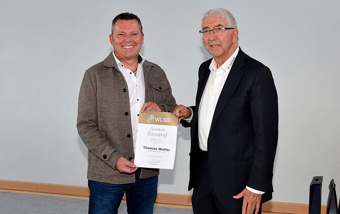 Ehrenbrief des WLSB für Thomas Weller (Harro Höfliger, SV ...