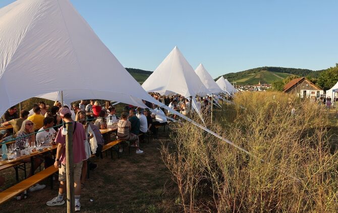 Bergfest 2023 in Korb: Das Grillgut wird per Chat an den Tisch bestellt ...